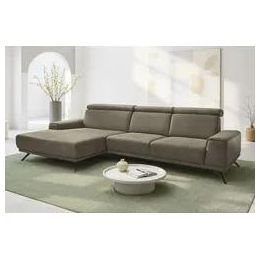 Ecksofa DIE PLANBAR "PN-EM22041 L-Form", grau (alu), B:335cm H:89cm T:188cm, Sofas, Ecksofa, wahlweise motorisches Canape oder Sitztiefenverstellung