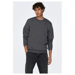 Only & Sons Sweatshirt ONLY & SONS "ONSCERES CREW NECK NOOS", Herren, Gr. S, grau (grau pinstripe), angeraute Sweatware, Obermaterial: 57% Baumwolle, 43% Polyester, unifarben, regular fit normal, Rundhals, Rippb&uuml;ndchen, Sweatshirts Sweatshirt, Baumwollmischung, regular fit