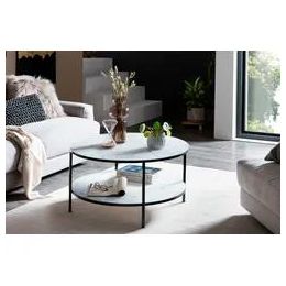 Couchtisch Salesfever "Caorle Coffeetable im minimalistischen Stil", schwarz-wei&szlig; (wei&szlig;, schwarz, schwarz, wei&szlig;), B:80cm H:45cm T:80cm, Tische, Couchtisch, Eleganz trifft Stil: Tischplatten in Marmoroptik