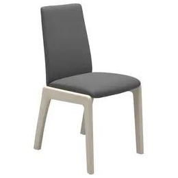 Polsterstuhl stressless "Laurel", grau (grau batick, eiche gekalkt), B:57cm H:92cm T:59cm, Leder BATICK: BATICK ist ein leicht korrigiertes, durchgef&auml;rbtes und genarbtes M&ouml;belleder, bei dem die meisten Unebenheiten und Spuren in der Regel entfernt wurden., St&uuml;hle, Polsterstuhl, Low Back, Gr&ouml;&szlig;e M, mit abgerundeten Beinen in Eiche gekalkt