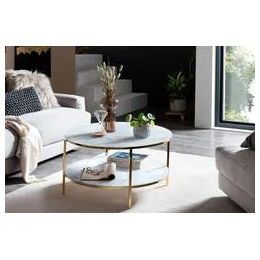 Couchtisch Salesfever "Caorle Coffeetable im minimalistischen Stil", wei&szlig; (wei&szlig;, gold, gold, wei&szlig;), B:80cm H:45cm T:80cm, Tische, Couchtisch, Eleganz trifft Stil: Tischplatten in Marmoroptik