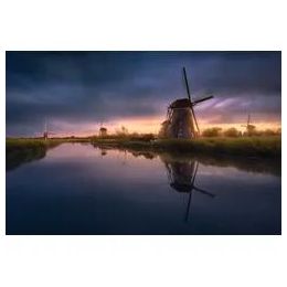 Fototapete papermoon "Photo-Art JESUS M GARCIA, KINDERDIJK-WINDM&Uuml;HLEN", bunt, B:4m L:2,6m, Vlies, Tapeten