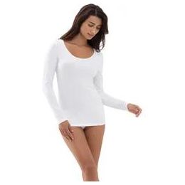 Langarmshirt Mey "Cotton Pure", Damen, Gr. 40, wei&szlig;, Single Jersey, Obermaterial: 94% Baumwolle, 6% Elasthan, bequem Po-bedeckend, tiefer Rundhals, Shirts Langarmshirt, Tiefer Rundhalsausschnitt