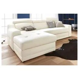 Ecksofa exxpo - SOFA FASHION "Lotos, bequem und funktionell, Federkern, Breite 242cm, L-Form", wei&szlig; (altwei&szlig;), B:242cm H:92cm T:98cm, NaturLEDER (echtes Rindsleder) in Sitz und R&uuml;cken. Korpus in passendem Kunstleder SOFTLUX bezogen;Luxus-Kunstleder, Sofas, Ecksofa, mit Kopf- bzw. R&uuml;ckenverstellung, wahlweise mit Bettfunktion