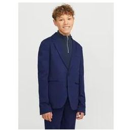 Jack & Jones Sakko JACK & JONES JUNIOR "JJEJAXON JERSEY BLAZER NOOS JNR", Jungen, Gr. 158, blau (medieval blau), Jersey, Obermaterial: 79% Polyester, 18% Viskose, 3% Elasthan, unifarben, slim fit normal, Sakkos Sakko