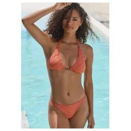 Triangel-Bikini s.Oliver "Naila", Damen, Gr. 34, Cup A/B, orange, Microfaser, Polyamid, Strukturmuster, Bikini-Sets Triangel-Bikini, mit Struktur