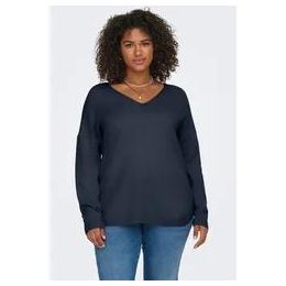 V-Ausschnitt-Pullover Only CARMAKOMA "CARMARGARETA LS PULLOVER KNT NOOS", Damen, Gr. S, blau (ombre blau), Strick, Obermaterial: 50% Viskose, 27% Nylon, 23% Polyester, unifarben, normal normal, V-Ausschnitt, Rippstrickb&uuml;ndchen, Pullover, Viskosemischung, regular fit