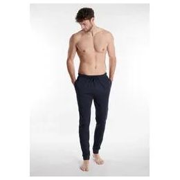 Pyjamahose Tom Tailor "Cansas", Damen, Gr. 50 (M), N-Gr, blau (blau, dunkel, uni), Single Jersey, Obermaterial: 100% Baumwolle, unifarben, Basic schmal lang, Hosen Pyjamahose, Bindeband, Seitentaschen, schmaler Fit, bequem, weich, atmungsaktiv