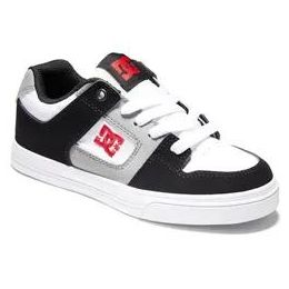 Sneaker DC Shoes "Pure", Kinder, Gr. 1(32), schwarz-wei&szlig; (wei&szlig;, schwarz, rot), Obermaterial:Obermaterial: Leder / Futter: Textil / Au&szlig;ensohle: Gummi;, Schuhe Sneaker