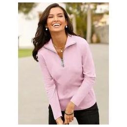 Langarmshirt Classic Basics "Shirt", Damen, Gr. 44, rosa (ros&eacute;), 100% Baumwolle, unifarben, V-Ausschnitt, Shirts Langarmshirt