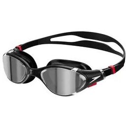 Schwimmbrille Speedo "Biofuse 2.0 Mirror", schwarz (schwarz, silber), Sportbrillen, Damen, f&uuml;r Erwachsene, mit patentiertem Druckknopf-Mechanismus