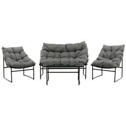Loungegarnitur Tina 4-tlg. Grau/Schwarz