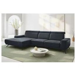 Ecksofa DIE PLANBAR "PN-EM22041 L-Form", blau (nightblau), B:335cm H:89cm T:188cm, Sofas, Ecksofa, wahlweise motorisches Canape oder Sitztiefenverstellung