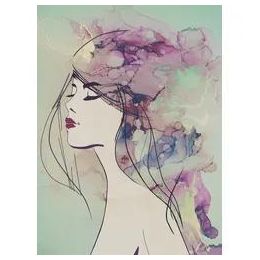 Livingwalls Fototapete LIVING WALLS "ARTist Lady", bunt (beige, gr&uuml;n, schwarz), B:2m L:2,7m, Vlies, Tapeten, Vlies, Wand, Schr&auml;ge