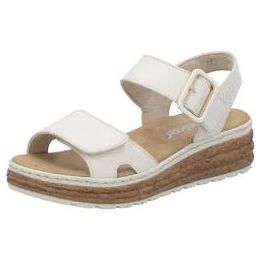 Plateausandale Rieker, Damen, Gr. 39, beige (creme), Lederimitat, unifarben, Schuhe, Sandalette, Sommerschuh, Keilsandale mit praktischen Klettverschl&uuml;ssen
