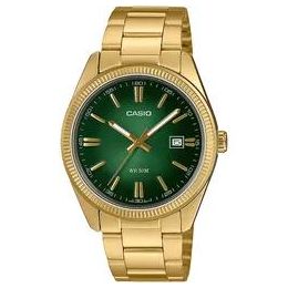 Quarzuhr, gold (goldfarben, moosgr&uuml;n), Casio TIMELESS COLLECTION, Armbanduhren, Damen, Quarzuhr, Armbanduhr, Damenuhr, Herrenuhr, Edelstahlarmband, Neo-Display, Tag