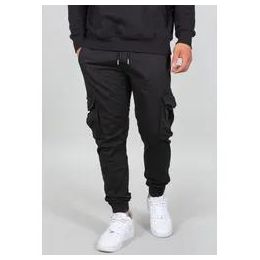 Cargohose Alpha Industries "Cotton Twill Jogger", Damen, Gr. L, N-Gr, schwarz, Web, Obermaterial: 98% Baumwolle, 2% Elasthan, unifarben, slim fit normal, Hosen Cargohose