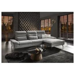 Ecksofa Hukla "HU-HP22156 L-Form", grau (cyber grau), B:309cm H:103cm T:193cm, 100% recyceltes Polyester, Sofas, Ecksofa, inkl. Kopfpolsterverstellung, optional mit Sitztiefenverstellung