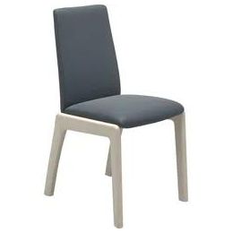 Polsterstuhl stressless "Laurel", blau (atlantic blau batick, eiche gekalkt), B:57cm H:92cm T:59cm, Leder BATICK: BATICK ist ein leicht korrigiertes, durchgef&auml;rbtes und genarbtes M&ouml;belleder, bei dem die meisten Unebenheiten und Spuren in der Regel entfernt wurden., St&uuml;hle, Polsterstuhl, Low Back, Gr&ouml;&szlig;e M, mit abgerundeten Beinen in Eiche gekalkt
