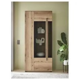 Vitrine Home Affaire "Cantara, Vitrinenschrank in Eiche Evoke oder wei&szlig;, Standvitrine", eiche evoke, B:90cm H:200cm T:37cm, FSC-zertifizierter Holzwerkstoff, Schr&auml;nke, Vitrine, schwarzer Stangengriff, ausreichend Stauraum, vielseitig einsetzbar