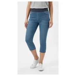 Caprileggings Freequent "FQSHANTAL-CA-DENIM", Damen, Gr. XXL, N-Gr, blau (medium blau denim), Denim/Jeans, Obermaterial: 66% Baumwolle, 21% Polyester, 11% Cupro, 2% Elasthan, unifarben, skinny fit 3/4-L&auml;nge, Hosen, mit extra breitem Bund