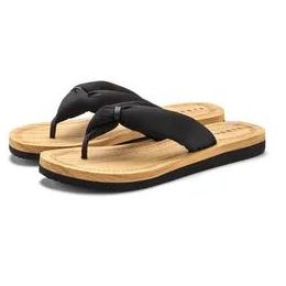 Badezehentrenner ELBSAND "Sandale,Badelatsche,Flip Flop,Mule, Pantolette,Badeschuhe,Sommerschuhe", Damen, Gr. 36, schwarz, Obermaterial: 100% Textilmaterial. Decksohle: 100% Synthetik. Futter: 100% Textilmaterial. Laufsohle: 100% Synthetik, kontrastfarbene Details, Schuhe, Zehentrenner mit wasserabweisender und ultraleichter Sohle VEGAN, Topseller