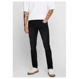 Only & Sons Skinny-fit-Jeans ONLY & SONS "LOOM LIFE JOG", Herren, Gr. 32, L&auml;nge 30, schwarz, Denim/Jeans, Obermaterial: 75% Baumwolle, 24% Polyester, 1% Elasthan, Abriebeffekte, sehr schmal lang, Jeans