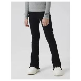 Jerseyhose name it "NKFNAKAL BOOTCUT LEGGING NOOS", M&auml;dchen, Gr. 104, N-Gr, schwarz (schwarz (blank)), Feinripp, Obermaterial: 95% Baumwolle, 5% Elasthan, unifarben, bootcut fit lang, Hosen Jerseyhose, mit ausgestelltem Bein
