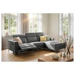 Ecksofa OTTO HOME "LUND, L-Form, 261cm, man. o. elektr. Relaxfunktion (mit USB-A)", grau, B:261cm H:97cm T:179cm, Echtleder 100% Echtleder;Kunstleder 100% Polyurethan, Sofas, Ecksofa, und Kopfteilverstellung