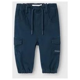 Cargohose name it "NBMBEN CARGO R TWI PANT 1771-HI NOOS", Jungen, Gr. 80, N-Gr, blau (navy blazer), Web, Obermaterial: 98% Baumwolle, 2% Elasthan, unifarben, relaxed fit kn&ouml;chellang, Hosen Cargohose