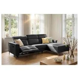 Ecksofa OTTO HOME "LUND, L-Form, 261cm, man. o. elektr. Relaxfunktion (mit USB-A)", schwarz, B:261cm H:97cm T:179cm, Echtleder 100% Echtleder;Kunstleder 100% Polyurethan, Sofas, Ecksofa, und Kopfteilverstellung