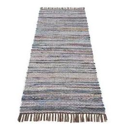 Teppich CarpetFine "Kelim Chindi, Wendeteppich", braun, B:80cm H:6mm L:350cm, Baumwolle, Polyester, Teppiche, Teppich, handgewebt, Fleckerlteppich mit Fransen, auch vielen in L&auml;ufergr&ouml;&szlig;en