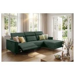 Ecksofa OTTO HOME "LUND, L-Form, 261cm, man. o. elektr. Relaxfunktion (mit USB-A)", gr&uuml;n (dunkelgr&uuml;n), B:261cm H:97cm T:179cm, Webstoff 100% Polyester, Sofas, Ecksofa, und Kopfteilverstellung