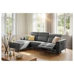 Ecksofa OTTO HOME "LUND, L-Form, 261cm, man. o. elektr. Relaxfunktion (mit USB-A)", grau, B:261cm H:97cm T:179cm, Echtleder 100% Echtleder;Kunstleder 100% Polyurethan, Sofas, Ecksofa, und Kopfteilverstellung