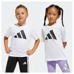 T-Shirt Adidas SPORTSWEAR "ESSENTIALS KIDS", M&auml;dchen, Gr. 116, schwarz-wei&szlig; (wei&szlig;, schwarz), Obermaterial: 100% Baumwolle, normal, Rundhals, Shirts T-Shirt, sportlicher Stil, Kurzarm, aus Baumwolle