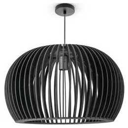 Paco Home Pendelleuchte "PULU", schwarz, &Oslash; 45cm H: 27,5cm, Leuchten, Esstisch Pendelleuchte Holz Korblampen Skandi Rustikal E27 Vintage, Pendelleuchte