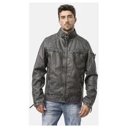 Cipo & Baxx Bikerjacke CIPO & BAXX "Winterjacke", Herren, Gr. XXL, anthrazit, Stoff, 65% Polyurethan, 25% Polyester, 10% Viskose, unifarben, regular fit normal, V-Ausschnitt, Jacken, im unifarbenen Look