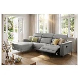 Ecksofa OTTO HOME "LUND, L-Form, 261cm, man. o. elektr. Relaxfunktion (mit USB-A)", grau (hellgrau), B:261cm H:97cm T:179cm, Webstoff 100% Polyester, Sofas, Ecksofa, und Kopfteilverstellung