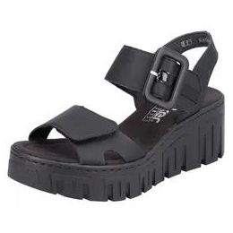 Keilsandalette Rieker, Damen, Gr. 42, schwarz, Lederimitat, Schuhe, Sommerschuh, Sandale, Keilabsatz, mit Plateau