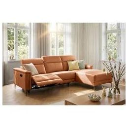 Ecksofa OTTO HOME "LUND, L-Form, 261cm, man. o. elektr. Relaxfunktion (mit USB-A)", braun (cognac), B:261cm H:97cm T:179cm, Kunstleder 100% Polyurethan, Sofas, Ecksofa, und Kopfteilverstellung