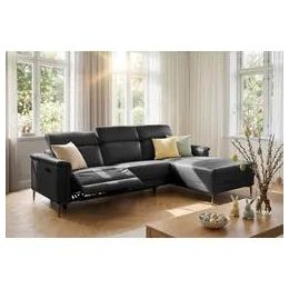 Ecksofa OTTO HOME "LUND, L-Form, 261cm, man. o. elektr. Relaxfunktion (mit USB-A)", schwarz, B:261cm H:97cm T:179cm, Echtleder 100% Echtleder;Kunstleder 100% Polyurethan, Sofas, Ecksofa, und Kopfteilverstellung