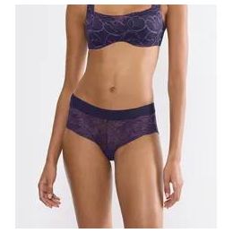 Panty Triumph "Body Make-Up Illusion Lace", Damen, Gr. 42, blau (prussian blau), Microtouch, Obermaterial: 80% Polyamid, 20% Polyester, k&ouml;rpernah, Unterhosen Panty, florale Stretch-Spitze, glatter Bund, Mikrofaser, nahtlos
