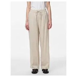 Schlupfhose Pieces "PCPIA HW WIDE PANTS WVN NOOS", Damen, Gr. S, N-Gr, beige (birch detail:melange), Web, Obermaterial: 70% Viskose, 30% Leinen, meliert, normal, Hosen Schlupfhose, Sommerhose, mit Leinen
