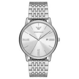 Quarzuhr Emporio Armani, silber (silberfarben, silberfarben), Armbanduhren, Damen, Quarzuhr, Armbanduhr, Herrenuhr, Datum, analog, Edelstahlarmband