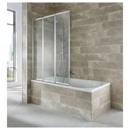Badewannenaufsatz Welltime "Nassau", silber (alufarben), B:120cm H:140cm, Duschw&auml;nde, Badewannenfaltwand, Spritzschutzwand f&uuml;r Badewanne, Glaswand