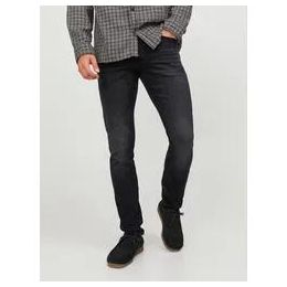 Jack & Jones Slim-fit-Jeans JACK & JONES "JJIGLENN JJICON JJ 619 50SPS NOOS", Herren, Gr. 28, L&auml;nge 30, schwarz (schwarz, denim), Denim/Jeans, Obermaterial: 77% Baumwolle, 14% Modal, 6% Polyester, 3% Elasthan, Abriebeffekte, slim fit lang, Jeans Slim-fit-Jeans, Baumwollmischung, slim fit