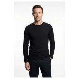Tommy Hilfiger Big & Tall Longsleeve "BT-STRETCH SLIM FIT TEE-B mit Rundhals und Logo", Herren, Gr. XXL, schwarz, Single Jersey, Obermaterial: 95% Baumwolle, 4% Elasthan, 1% sonstige Fasern, TOMMY HILFIGER BIG & TALL, Basic, slim fit, Rundhals, Shirts, unifarben, casual, slim fit, Baumwollmix, Rundhals, gro&szlig;e Gr&ouml;&szlig;en