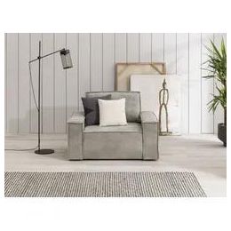 Sessel Home Affaire "SHERWOOD, Love-Seat in 3 Stoffarten verf&uuml;gbar", grau (hellgrau), B:120cm H:85cm T:86cm, 100% Polyester, Sessel, Sessel, passend zur Polster-Serie SHERWOOD