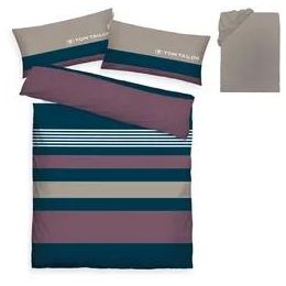 Bettw&auml;sche Tom Tailor HOME "Carl in Gr. 135x200 oder 155x220 cm", lila (beere), B/L: 135cm x 200cm, 1 Stk., 1 Stk., Biber, B/L: 80cm x 40cm, 3, Biber, Obermaterial: 100% Baumwolle, Bettw&auml;sche, Bettw&auml;sche, mit GRATIS-Zugabe: Spannbettlaken, 100% Baumwolle, mit Rei&szlig;verschluss