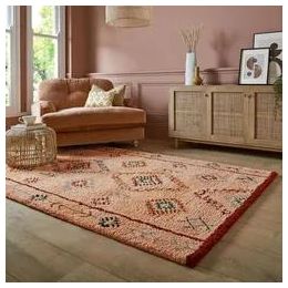 Wollteppich FLAIR RUGS "Sahara Shaggy", rosa, B:160cm H:25mm L:230cm, Wolle, Teppiche, Sahara Shaggy Teppich aus Berberwolle